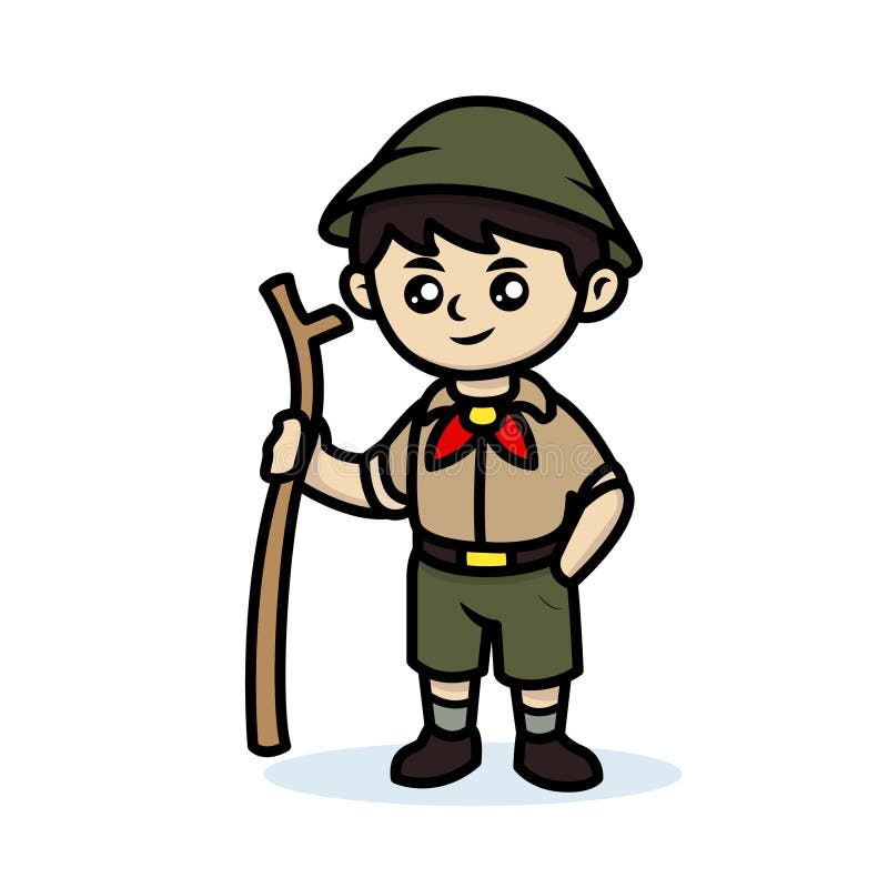 Cute and Simple Boy Scout Kids Mascot Logo Design Illustration Stock ...