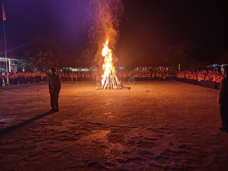 Scout Campfire at school stock photo. Image of sparkler - 292619668