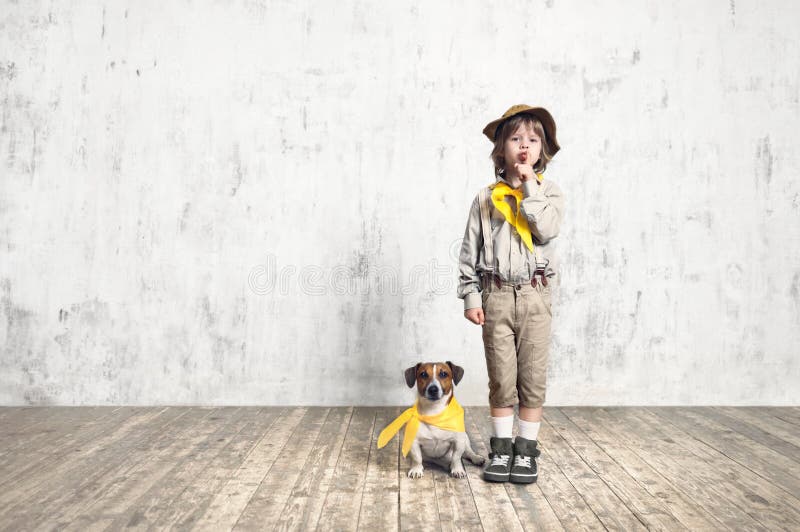 Scout with dog stock photo. Image of lifestyles, playful - 87523398