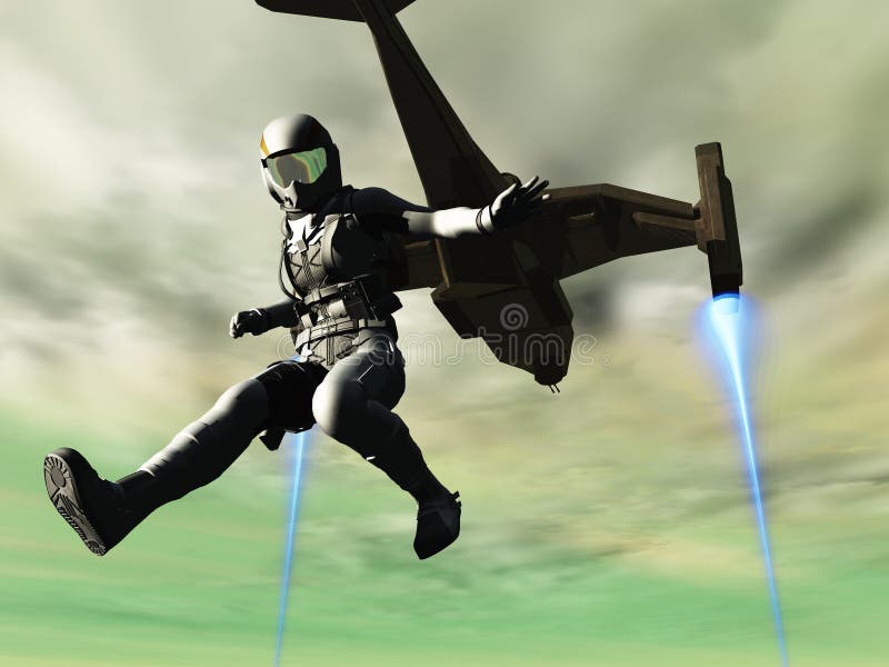 Scout jumps from shuttle stock illustration. Illustration of render ...