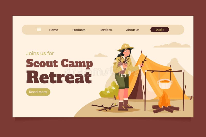 Scout Landing Page in Flat Design Stock Illustration - Illustration of ...