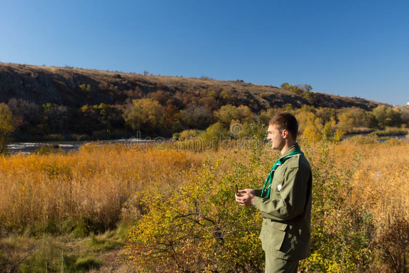 Scout Out Walking in the Wilderness Stock Image - Image of magnetic ...