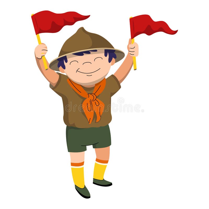 Scout Red Flags Icon, Cartoon Style Stock Vector - Illustration of ...