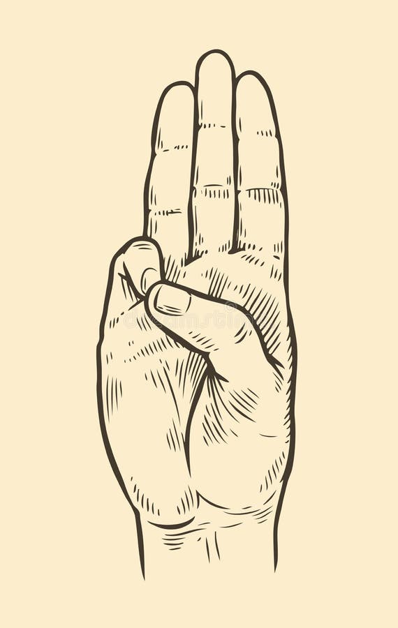 Scout Symbol Hand Gesture. Scouting Sketch Vector Illustration Stock ...