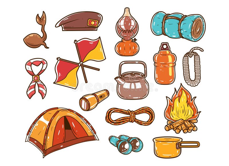 Scout Tools Element Vector Illustration Set Stock Vector - Illustration ...