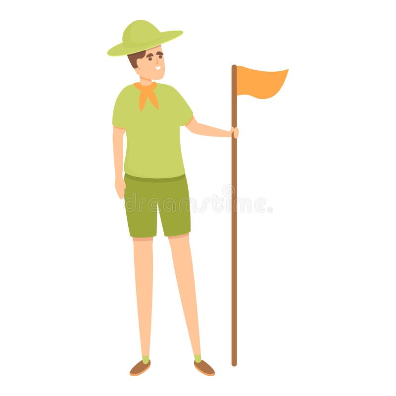 Scouting Boy Flag Icon, Cartoon Style Stock Vector - Illustration of ...
