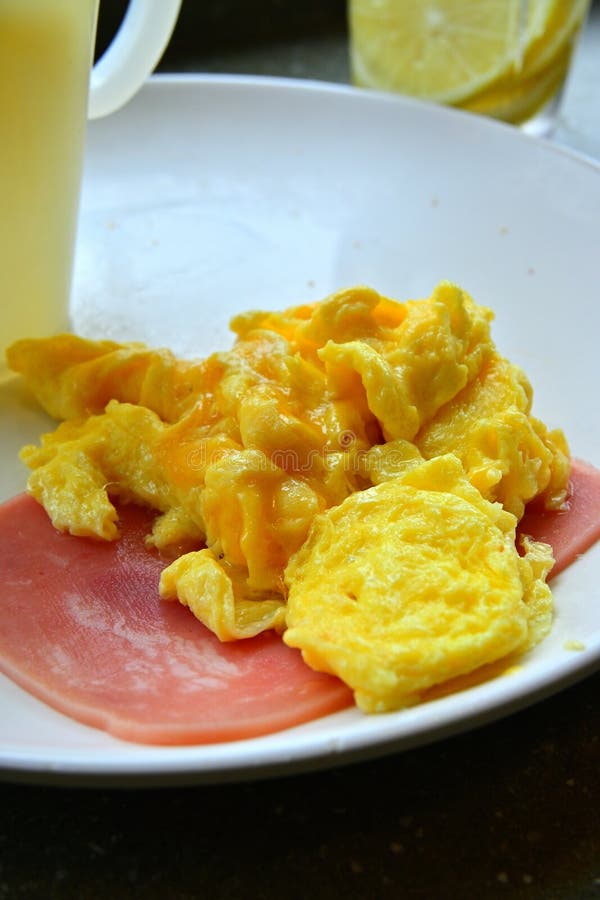 Scramble Egg and Ham Breakfast Stock Photo - Image of cuisine, food ...