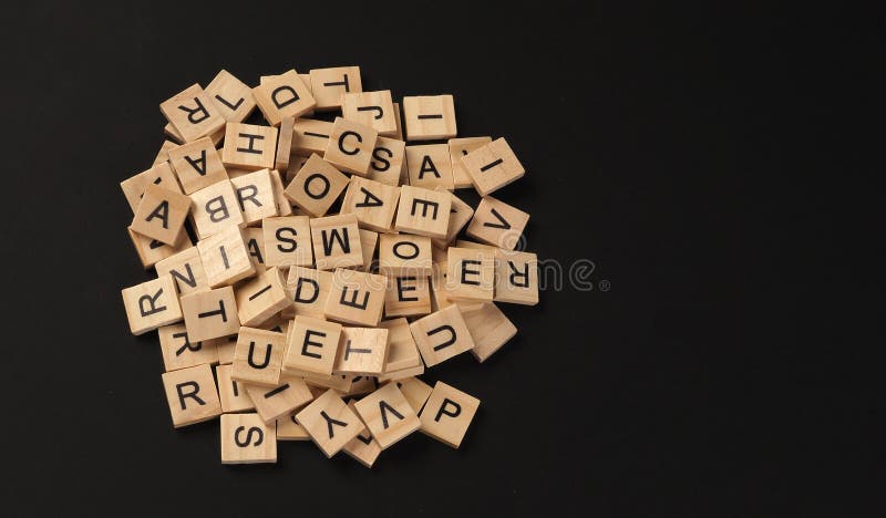 Scramble Wooen Words Isolated on Black Background Stock Image - Image ...
