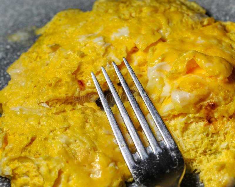 Scrambled egg stock image. Image of scrambled, fork - 310511735