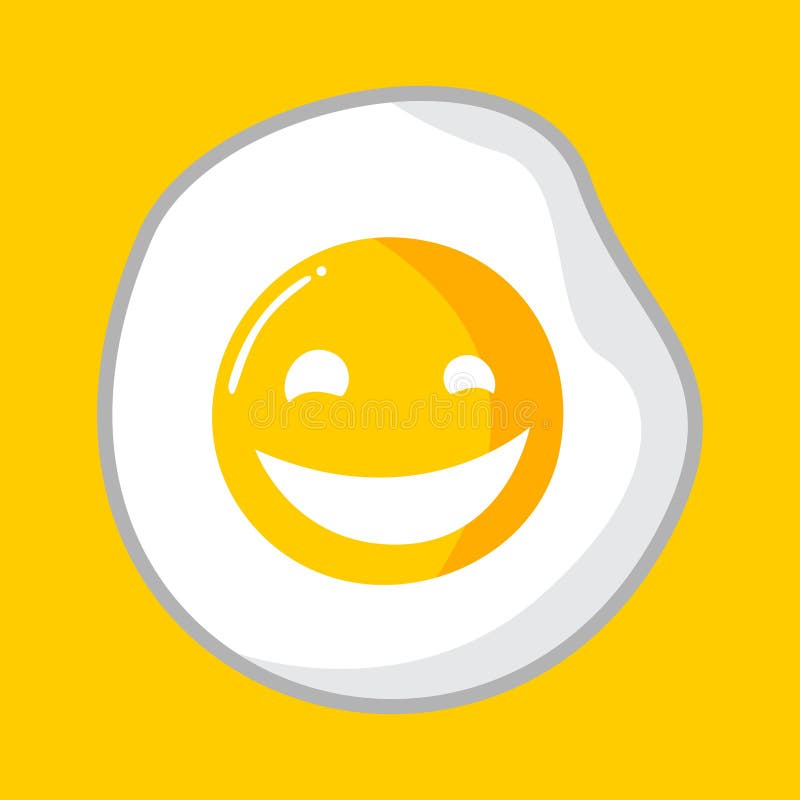 Scrambled Egg Vector Icon with Smiley Emoticon Stock Illustration ...