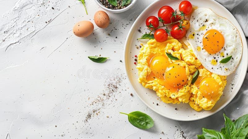 Scrambled Eggs and Assorted Vegetarian Breakfast Items Arranged on a ...