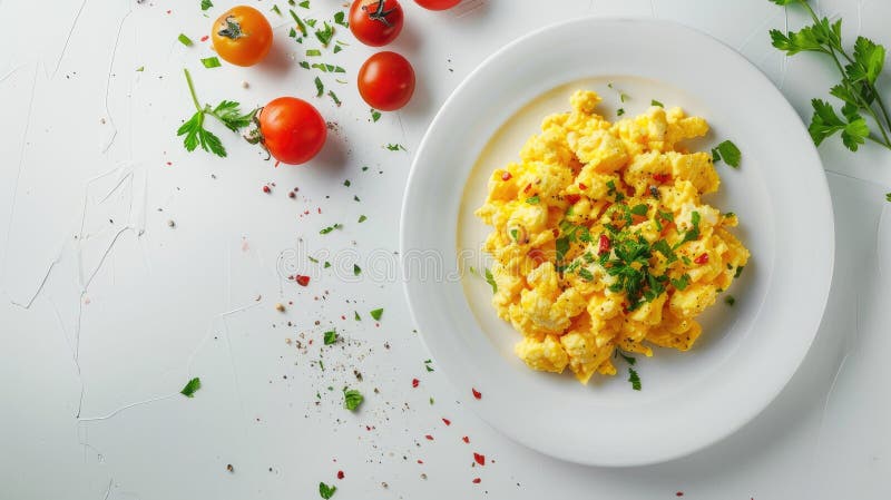 Scrambled Eggs and Assorted Vegetarian Breakfast Items Arranged on a ...