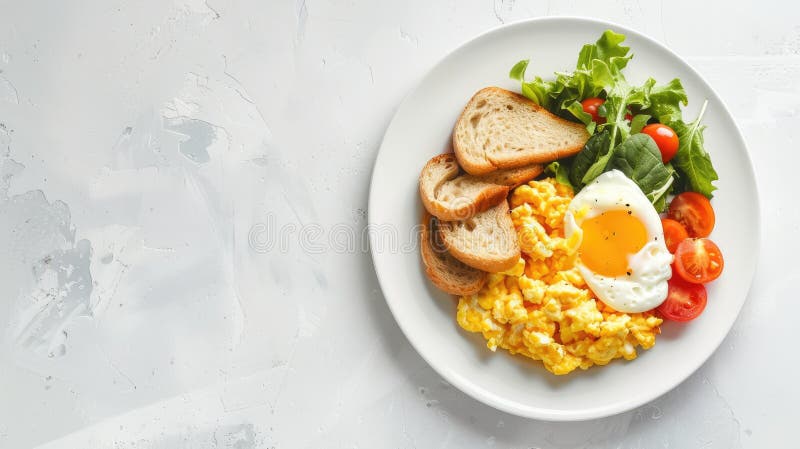 Scrambled Eggs and Assorted Vegetarian Breakfast Items Arranged on a ...
