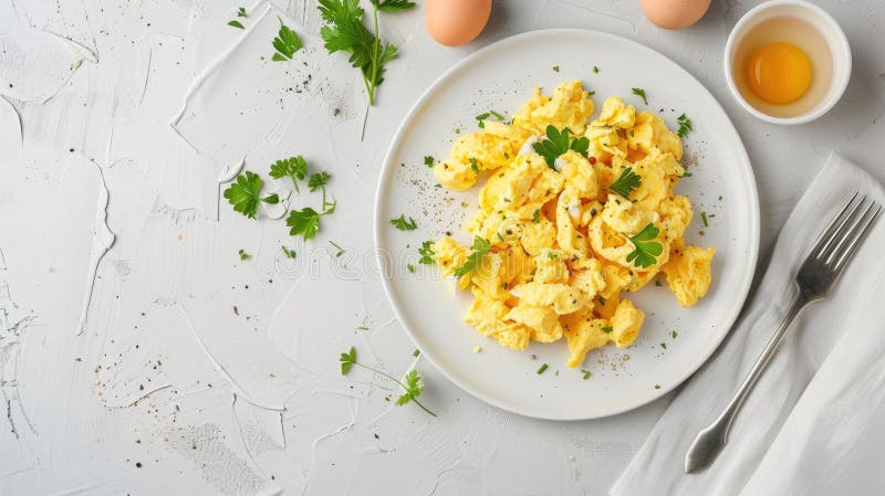 Scrambled Eggs and Assorted Vegetarian Breakfast Items Arranged on a ...