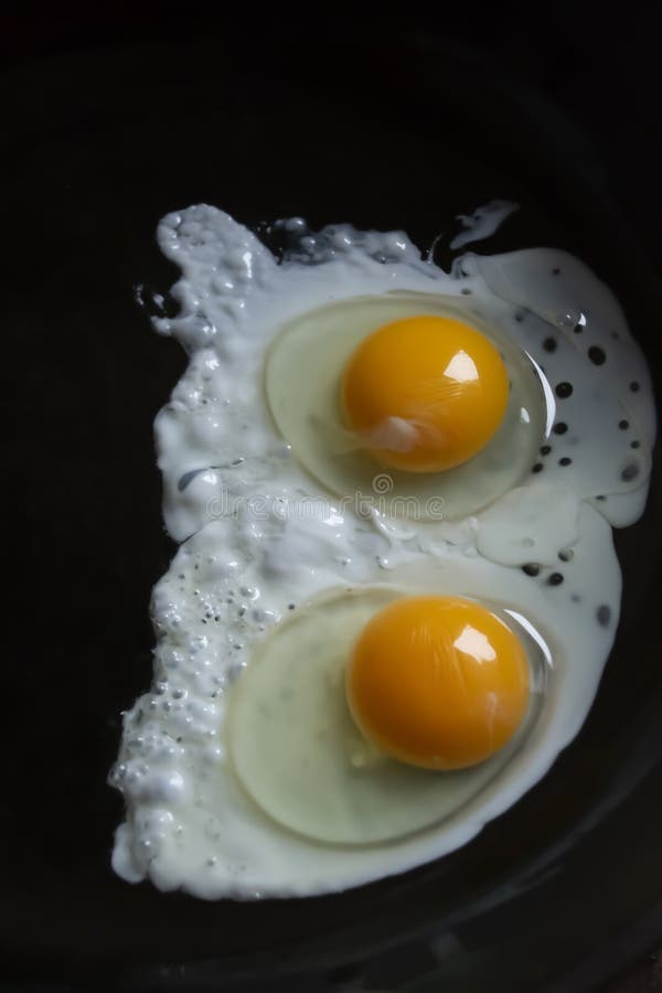 Scrambled Eggs in a Black Pan. English Breakfast - Fried Eggs with Two ...