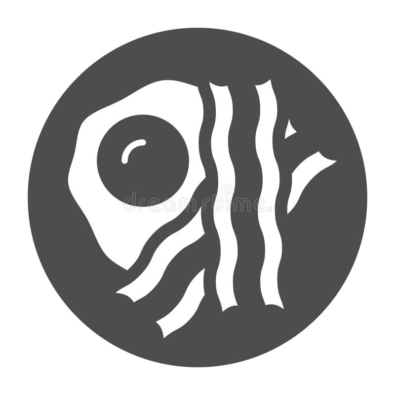 Scrambled Eggs and Fried Bacon Solid Icon, Breakfast Food Concept. Vector Graphics Stock ...
