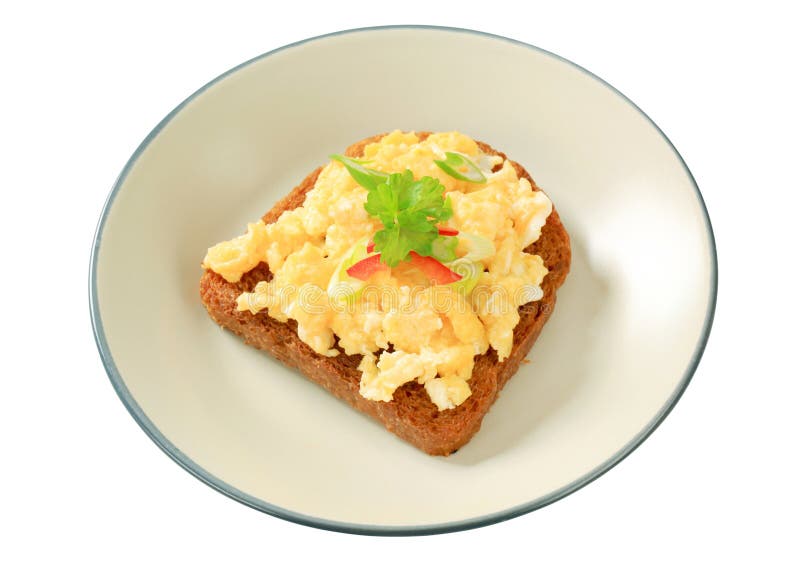 Scrambled Eggs on Fried Bread Stock Image - Image of digifoodstock ...