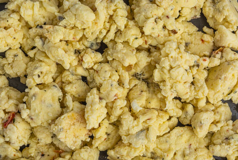 Scrambled Eggs, Omelet. Texture of Omelet Top View Stock Photo - Image ...