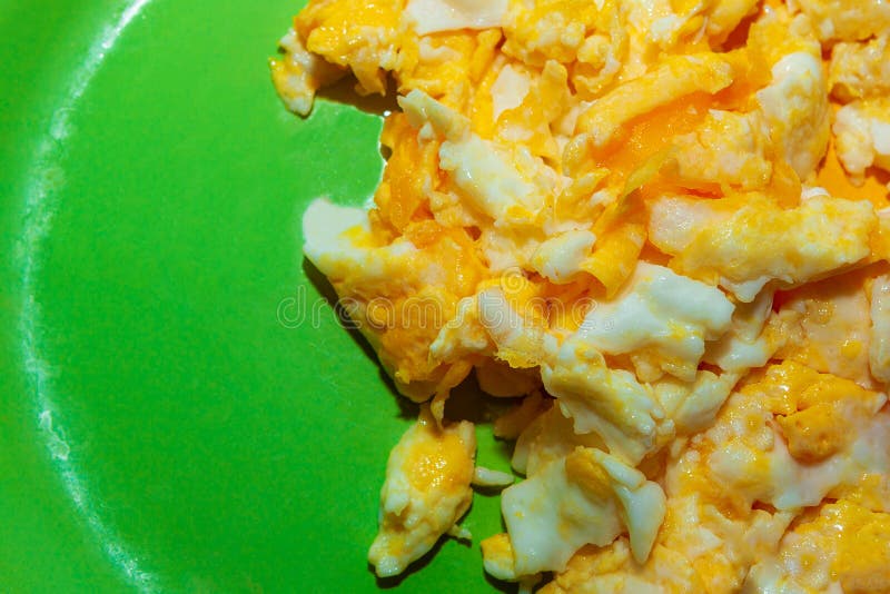 Scrambled eggs on a plate stock image. Image of closeup - 266765053