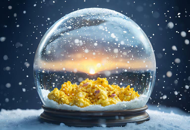 Scrambled Eggs in a Snow Globe Encasing a Miniature Scene of Scr Stock ...