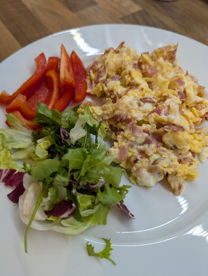 Scrambled Eggs and Vegetable Stock Photo - Image of delicious, food ...
