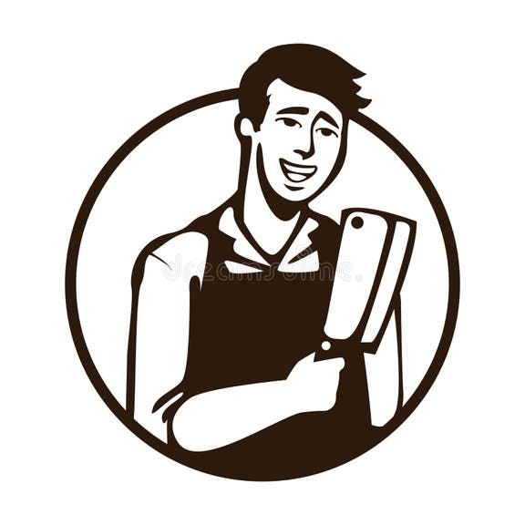Simple Smiling Male Butcher with a Butcher S Knife Stock Vector ...