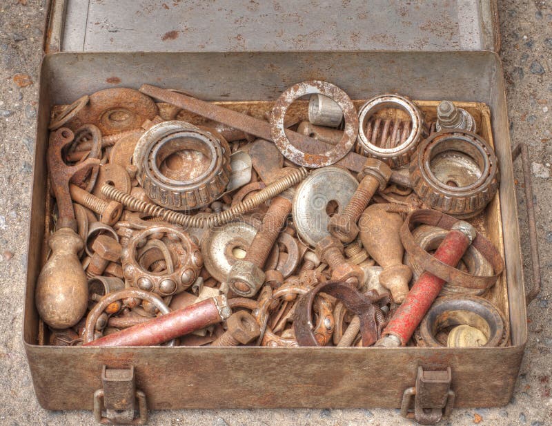 Scrap iron in a box stock image. Image of texture, rust - 20512633