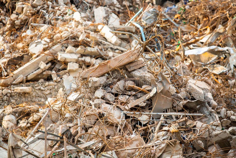 Scrap Iron and Cement Remains from Building Demolition Stock Image ...