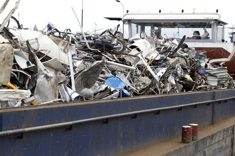 Scrap Metal Being Transported by Ship Stock Photo - Image of metallic ...