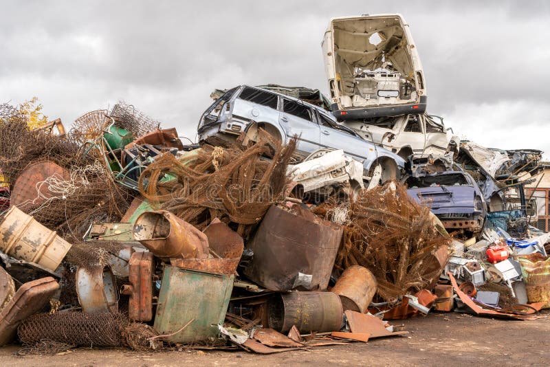 Scrap metal dump stock photo. Image of pollution, junkyard - 160982486