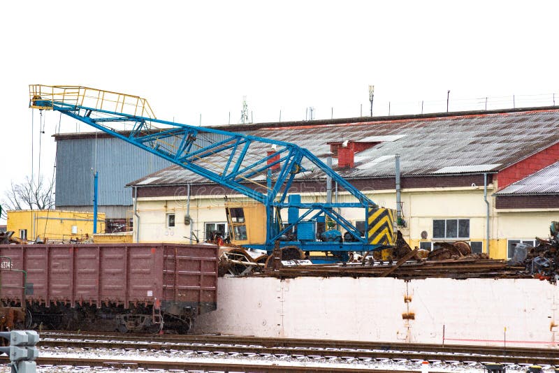 Scrap Metal Loading, Train Carrying Industrial Waste Scrap. Recycling ...