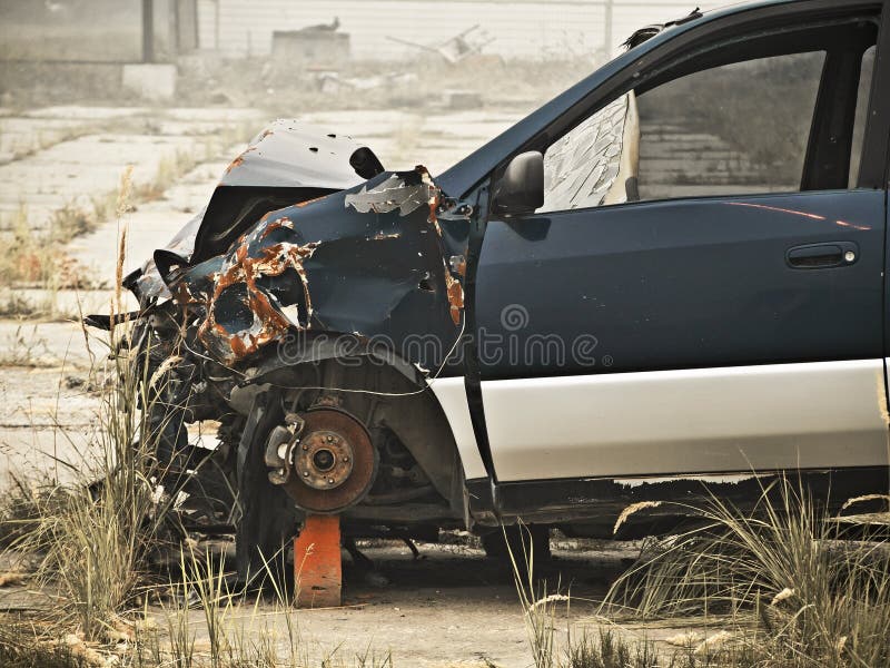 Old Rusty Total Loss Crashed Ditched Car Stock Photo - Image of ...