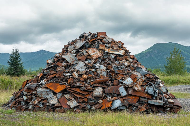 Scrap Metal Pile Rusting Outdoors, Showing Environmental Pollution and ...