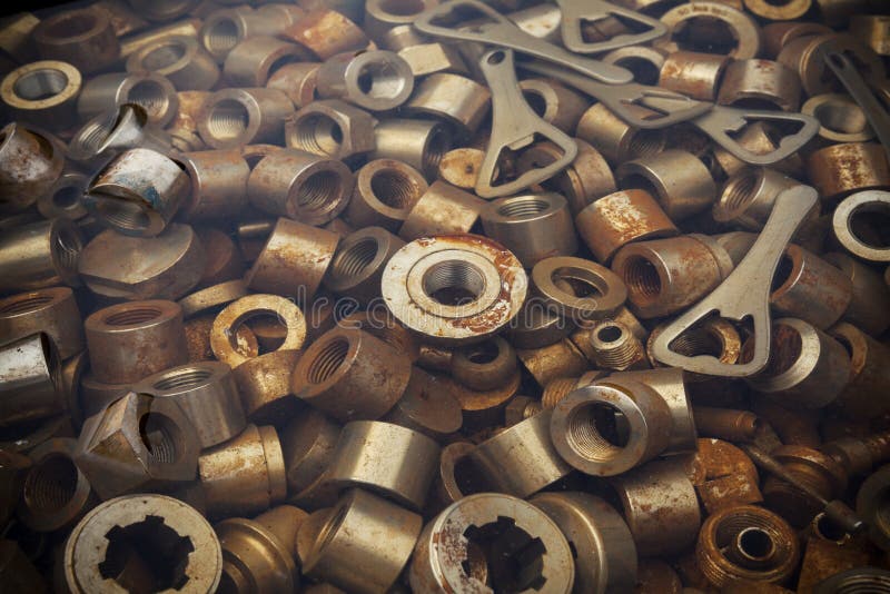 Scrap metal on piles stock photo. Image of dirty, rust - 164063806