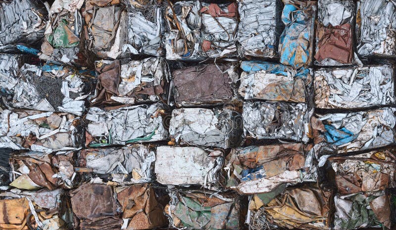 Scrap Metal Pressed into Cubes for Recycling. Stock Image - Image of ...