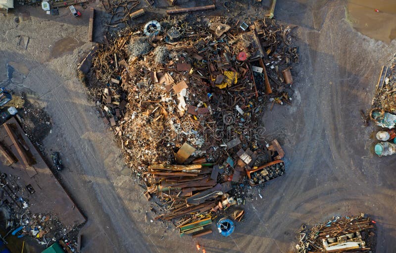 Scrap Metal Recycling Compound Viewed from Above Stock Photo - Image of ...
