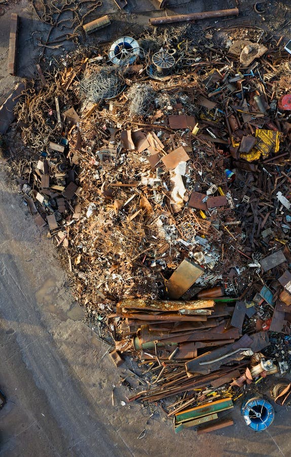 Scrap Metal Recycling Compound Viewed from Above Stock Image - Image of ...