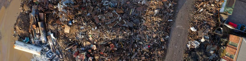 Scrap Metal Recycling Compound Viewed from Above Stock Photo - Image of ...