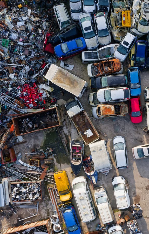 Scrap Metal Recycling Compound Viewed from Boundary Fence Stock Image ...