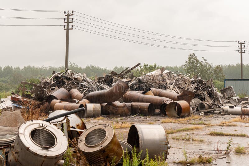 Scrap Metal on the Site is Ready for Recycling. Stock Image - Image of ...