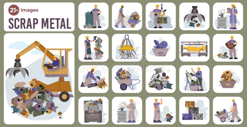 Scrap Metal Square Compositions Stock Vector - Illustration of metal ...