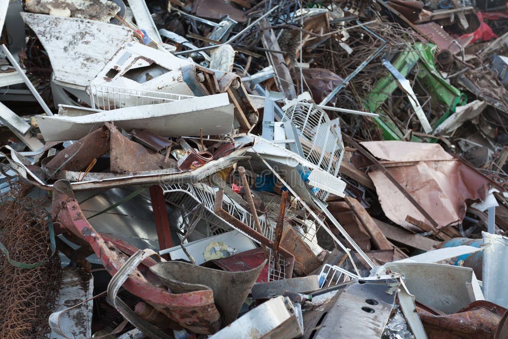 Scrap metal in a stack stock photo. Image of chunks, outdoors - 49085670