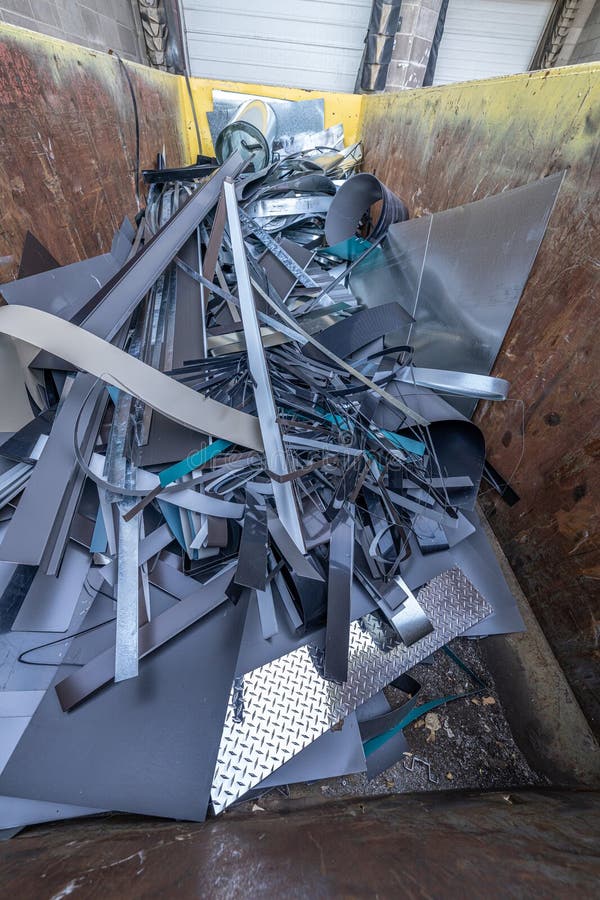 Scrap Metal Steel in Recycle Container Stock Image - Image of material ...