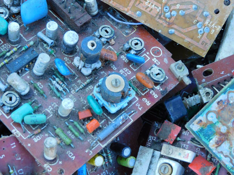 Scrap of Old Radio Components Stock Image - Image of chain, process ...