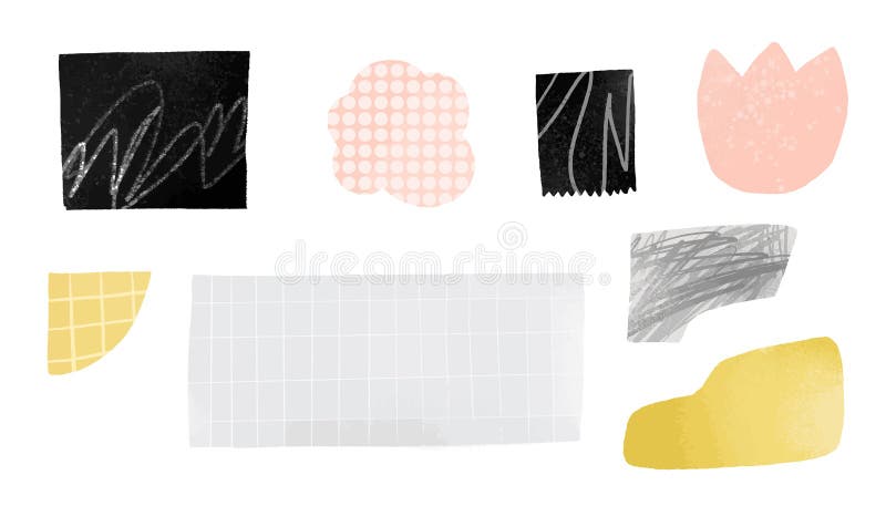 Scrap Paper, Collage Elements. Checkered Page, Torn Notes, Decorative ...