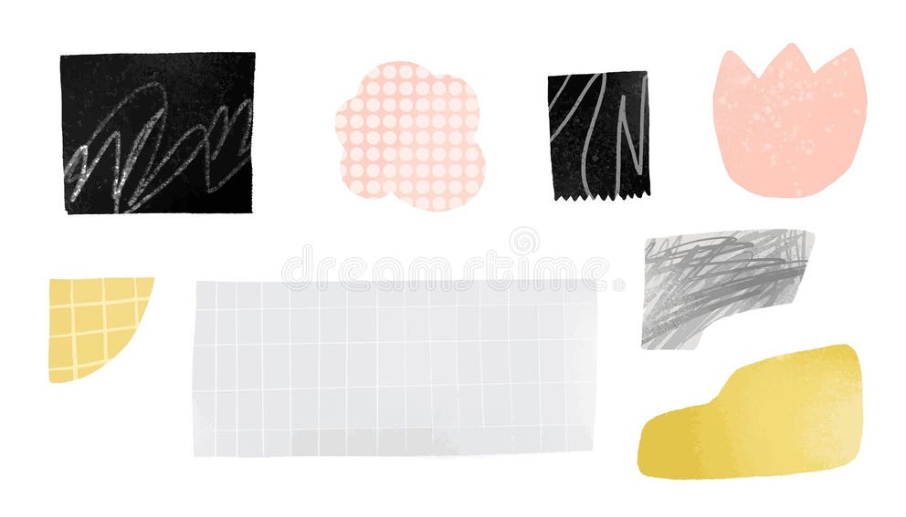 Scrap Paper, Collage Elements. Checkered Page, Torn Notes, Decorative ...