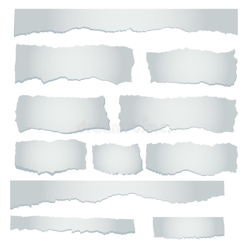 Scrap Paper. Torn Pieces of White Sheet. Flat Vector Cartoon ...