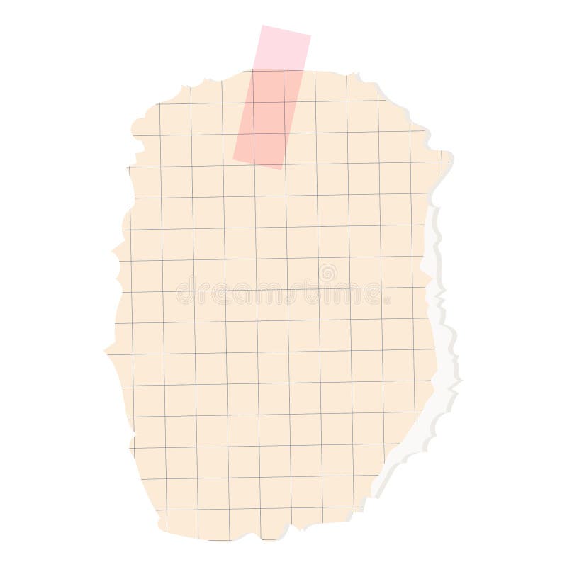 A Scrap Piece of Checkered Notebook Paper with Tape. Vector Isolated ...