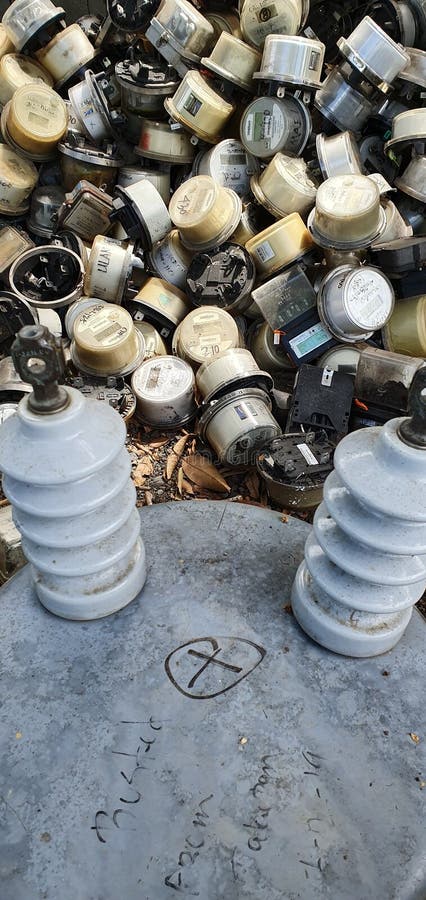 Scrap Power Transformer and Electric Meter Reader Stock Image - Image ...