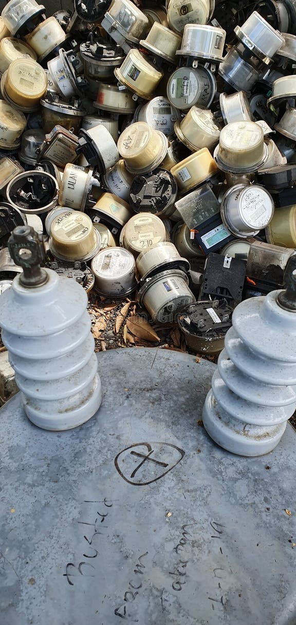 Scrap Power Transformer and Electric Meter Reader Stock Image - Image ...